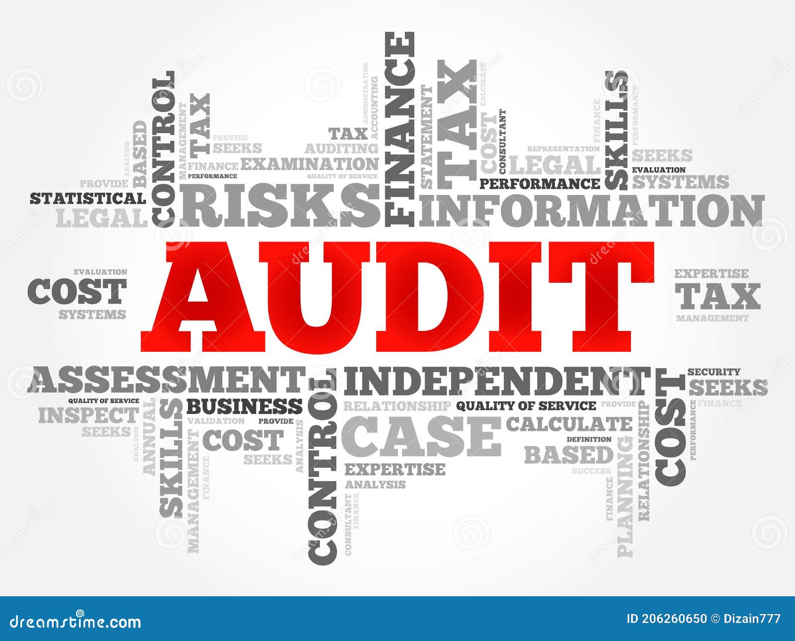 AUDIT word cloud stock illustration. Illustration of management - 206260650