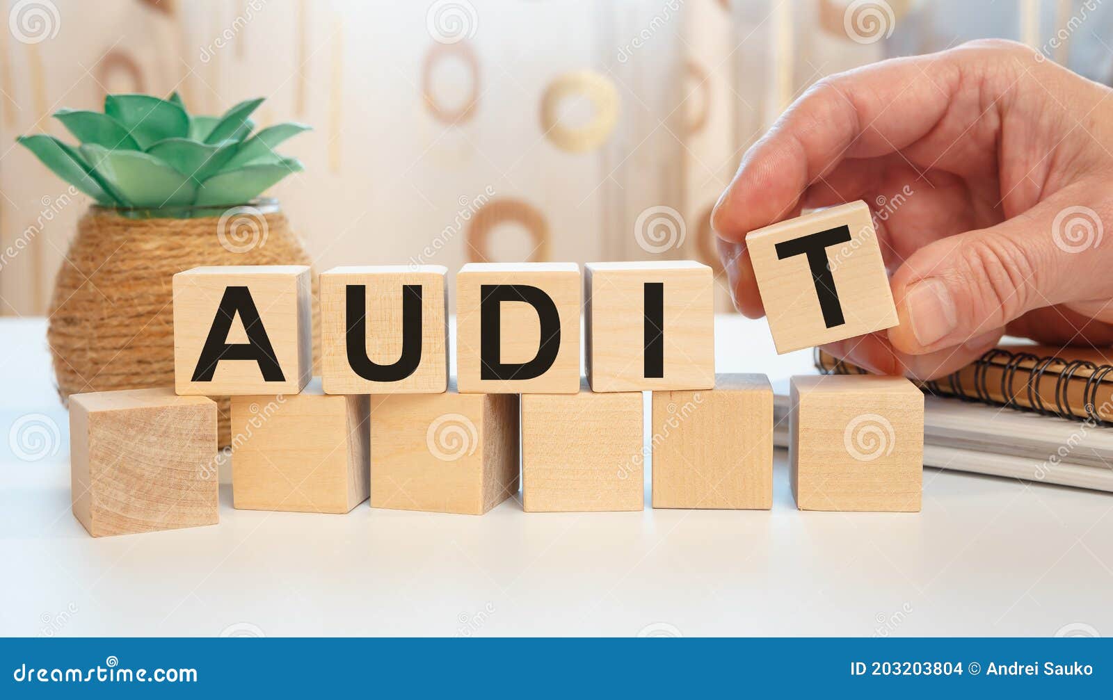 AUDIT - Word Written in Wooden Cube Stock Photo - Image of method ...