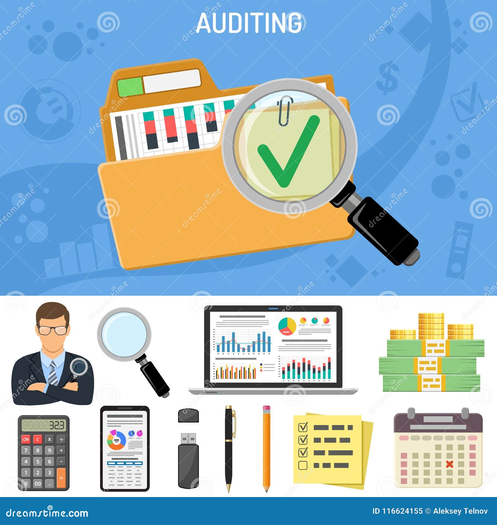 Auditando, Concepto De Contabilidad Empresarial Ilustración del Vector ...