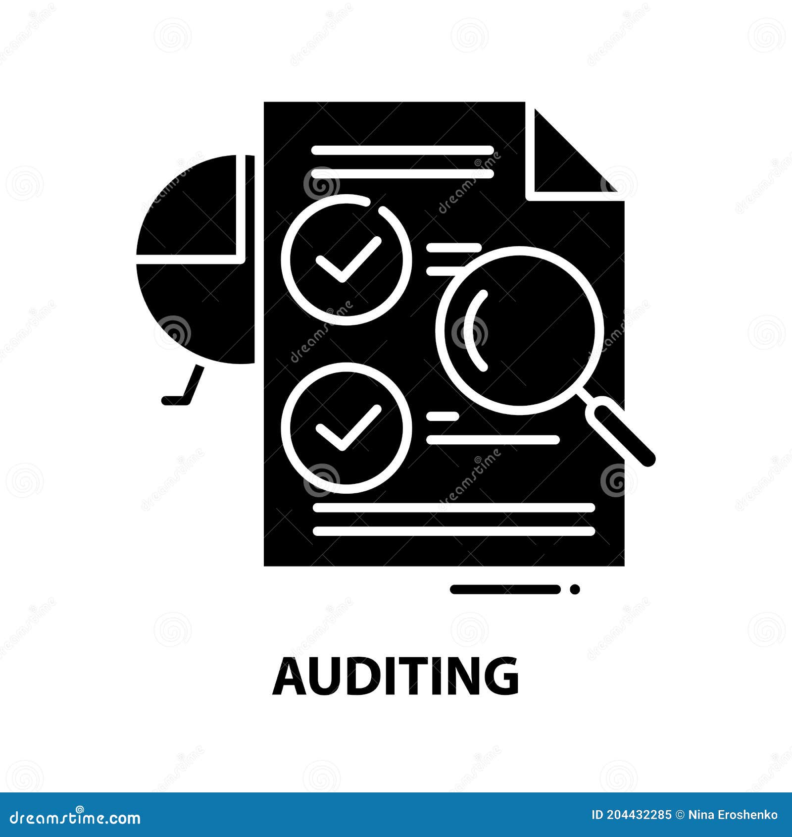Auditing Icon, Black Vector Sign with Editable Strokes, Concept ...