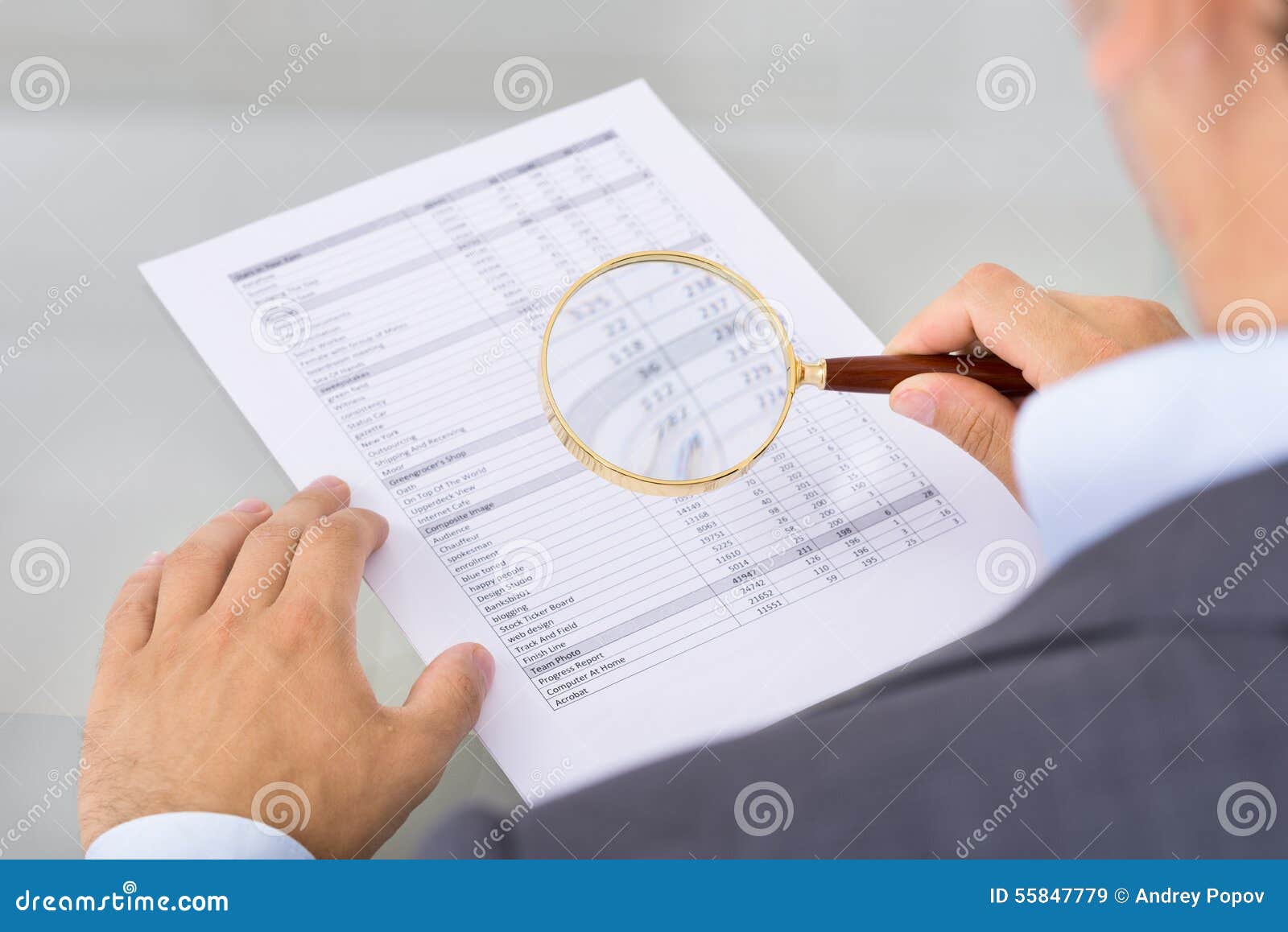 Auditor Inspecting Document Stock Image - Image of magnify, guys: 55847779