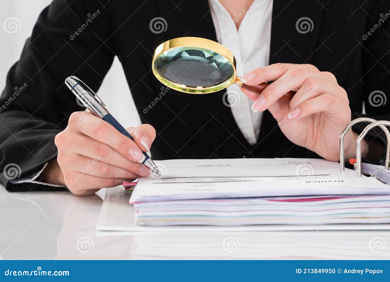 Auditor Inspecting Financial Documents Stock Photo - Image of glass ...