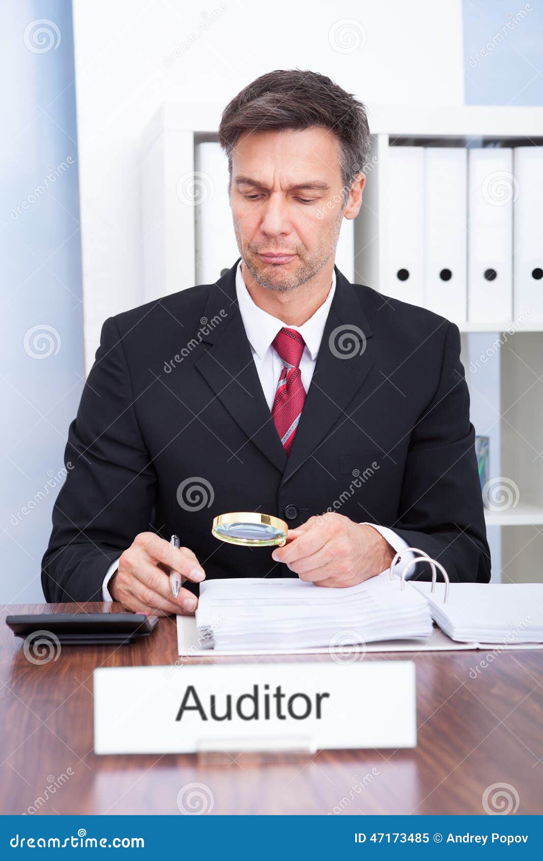 Auditor Looking at Document Stock Image - Image of contract ...