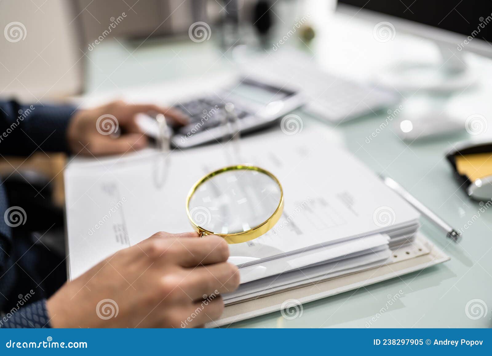 Auditor Using Magnifying Glass for Audit Stock Image - Image of account ...