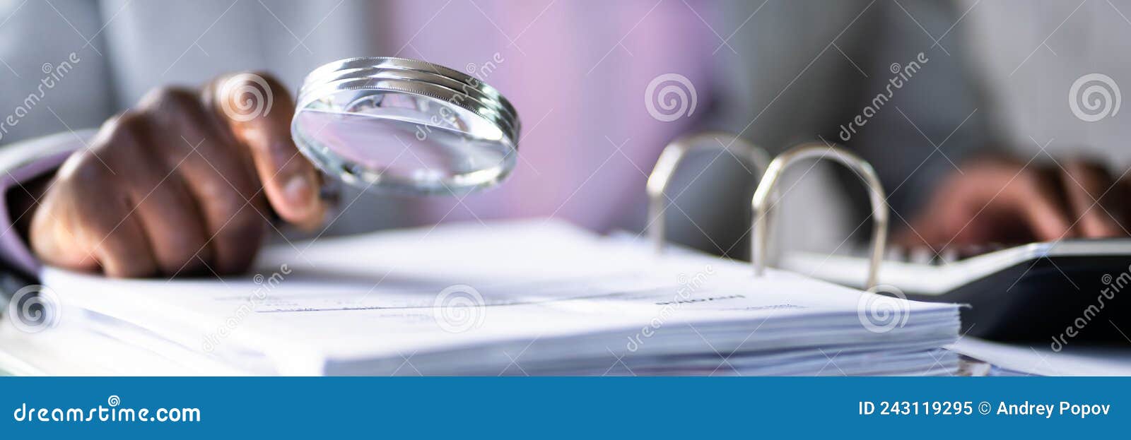Auditor Using Magnifying Glass for Audit Stock Image - Image of copy ...