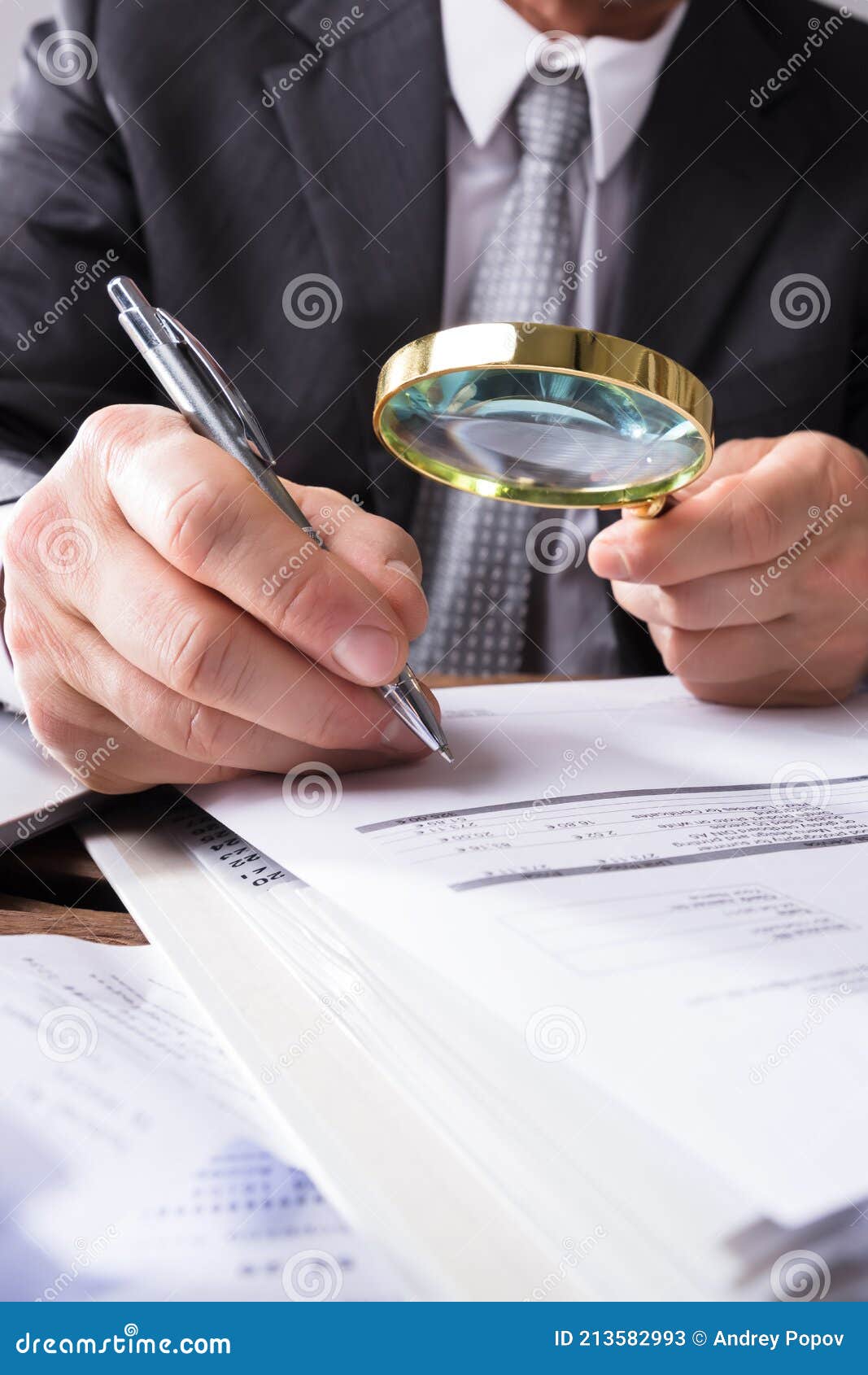 Auditor Using Magnifying Glass for Audit Stock Image - Image of ...