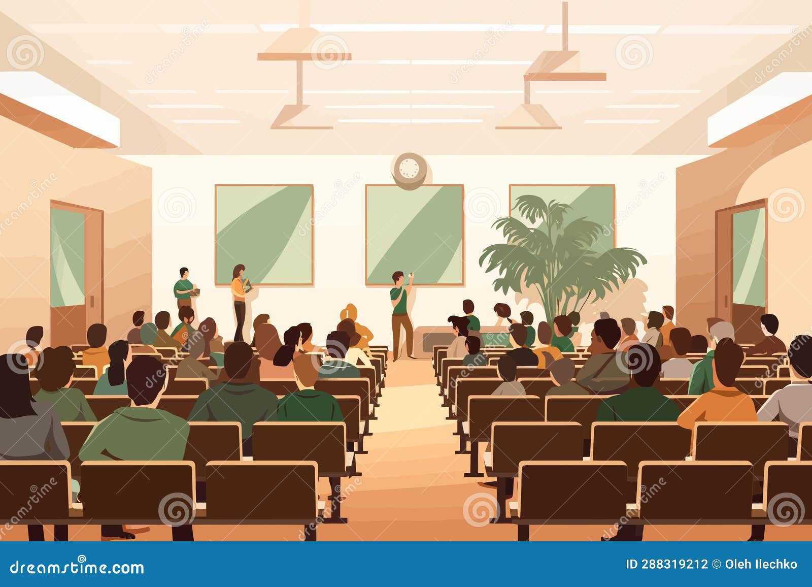 Auditorium with Diverse Students Vector Flat Isolated Illustration ...
