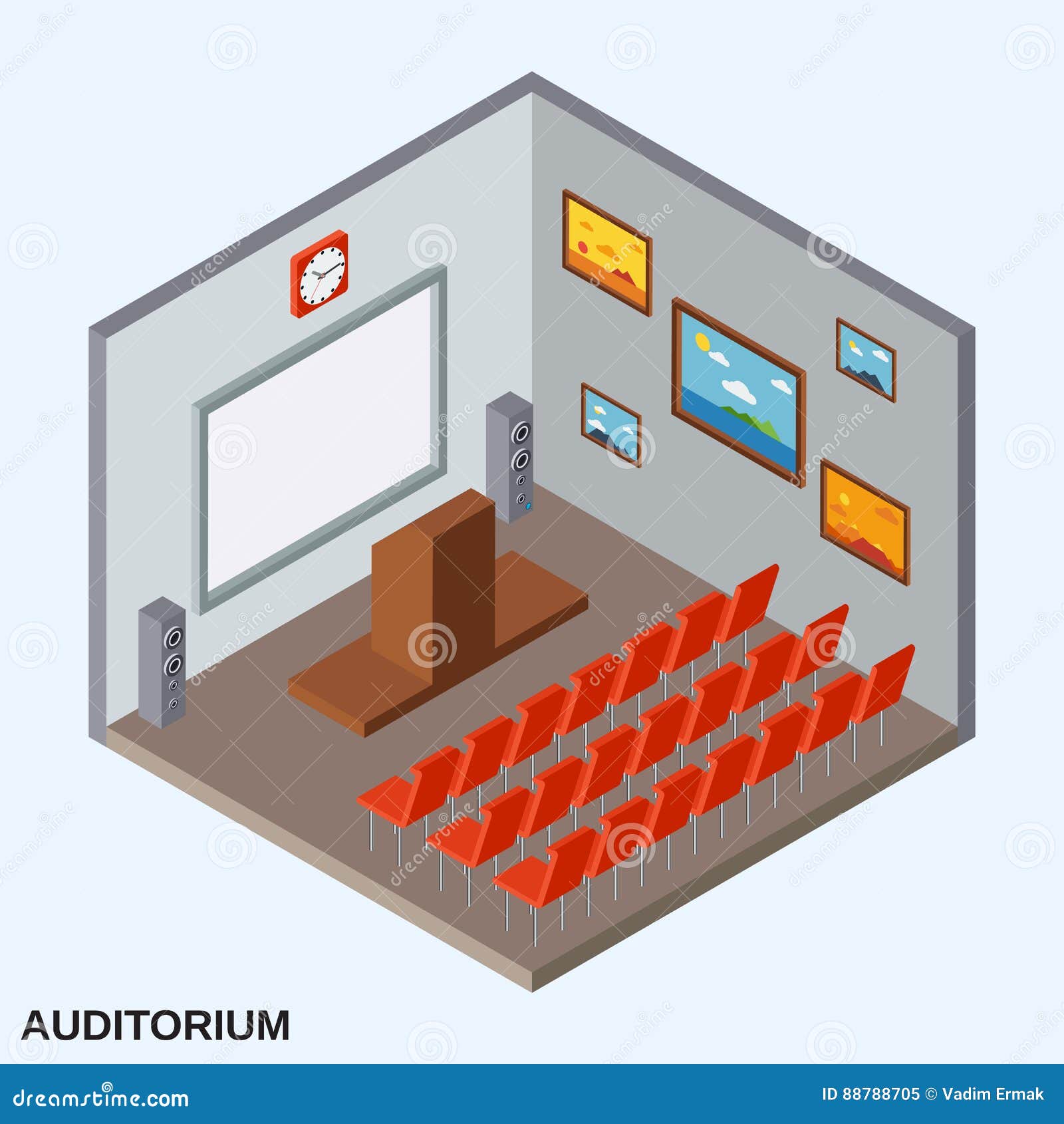 Auditorium Isometric Vector Illustration Stock Vector - Illustration of ...