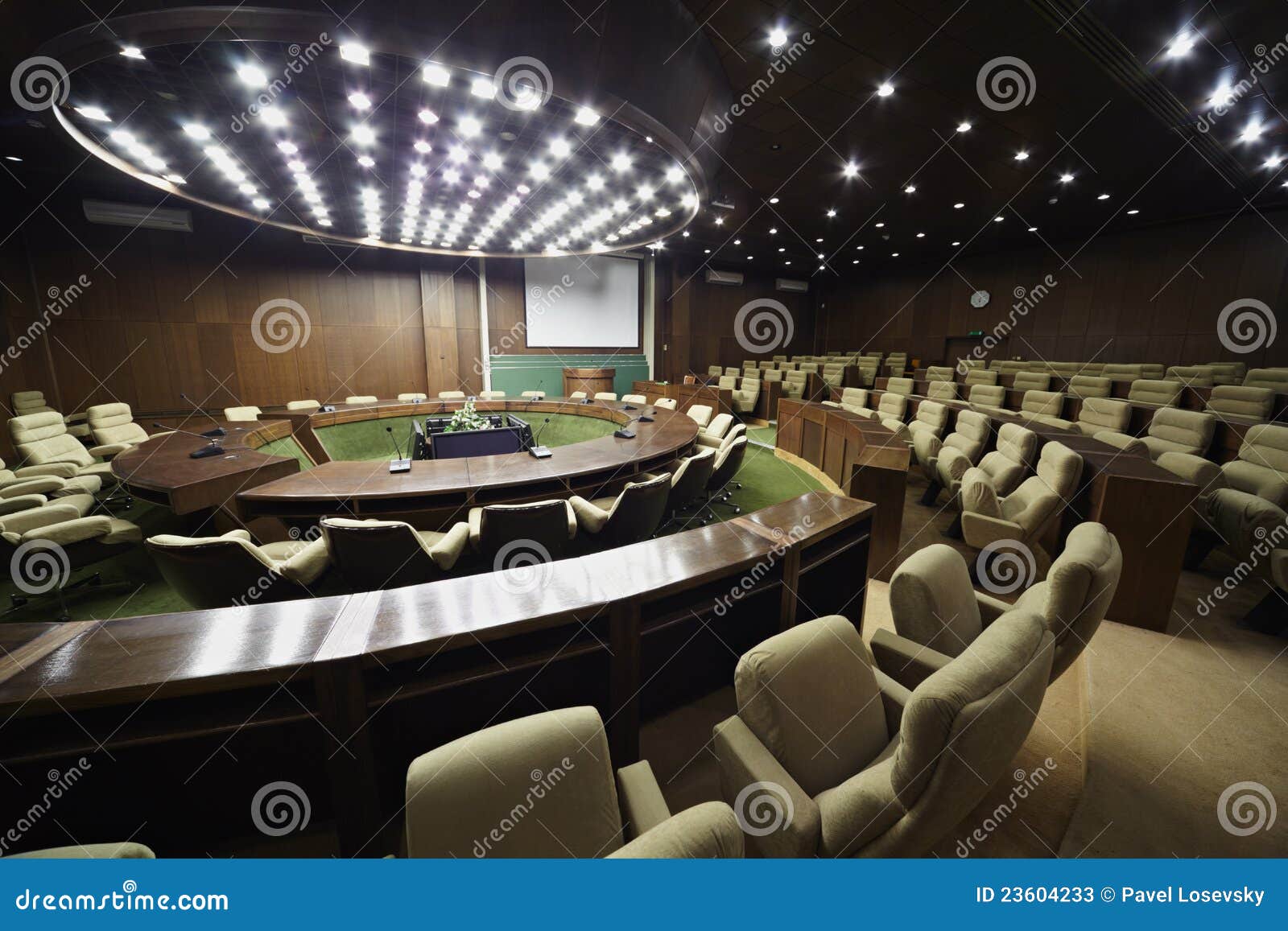 Auditorium for Meeting with Table and Chairs Stock Image - Image of ...