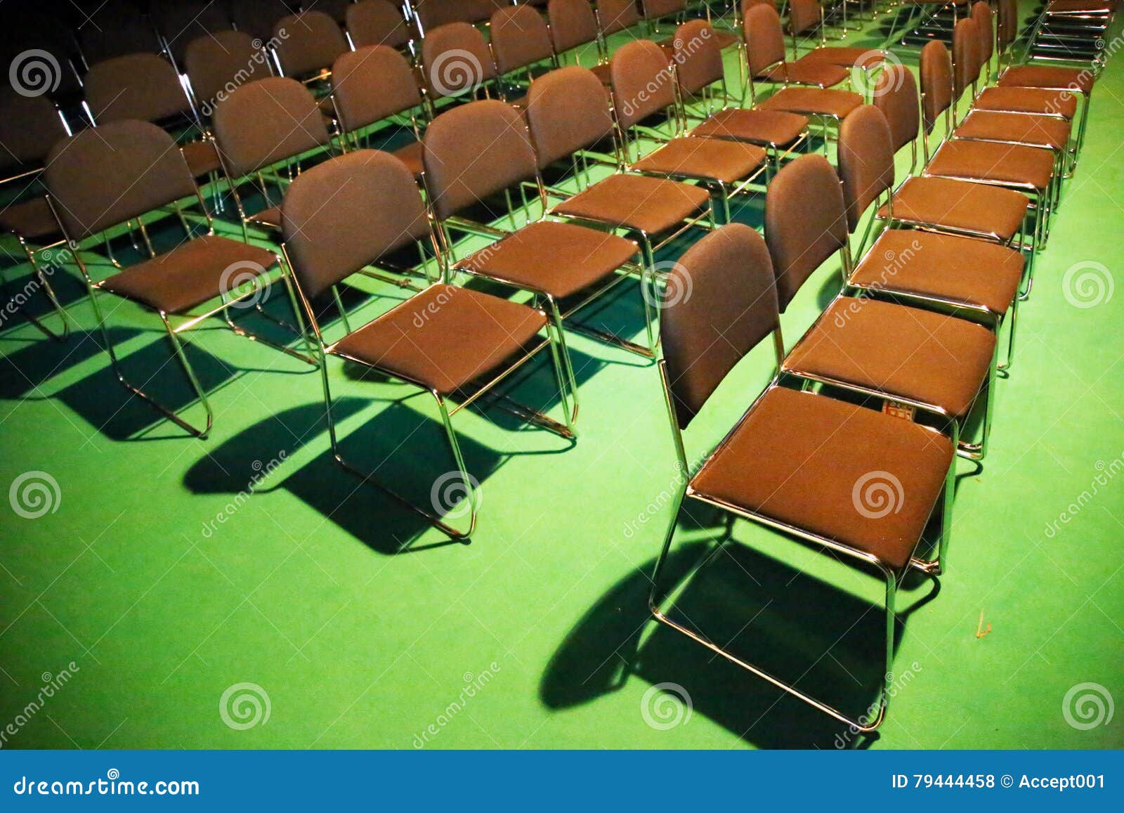 Auditorium With Rows Of Green Seating. Disabled Areas Are Marked With ...