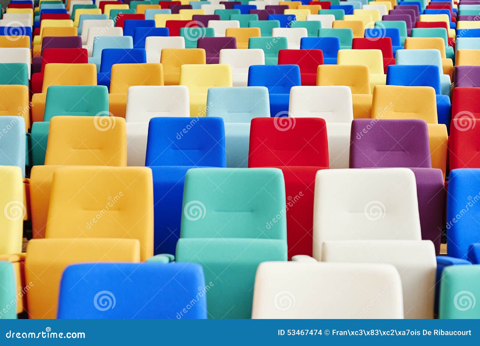 Auditorium Seating of Many Colors Stock Photo - Image of meeting ...