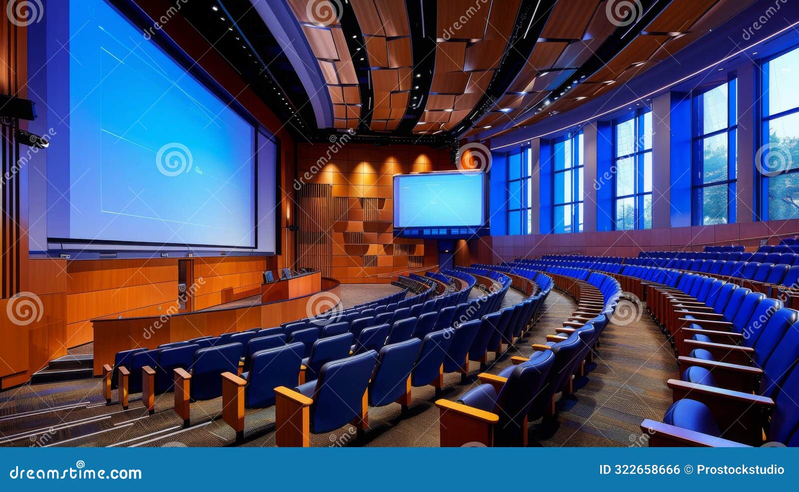 Auditorium Seating with Two Screens Stock Photo - Image of meeting ...