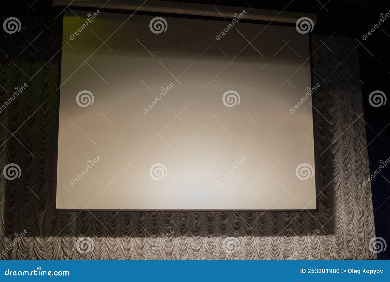 Auditorium. White Screen for Image Projection Stock Photo - Image of ...