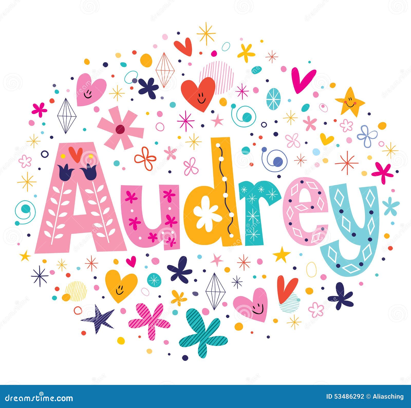 Audrey Female Name Decorative Lettering Type Design Stock Vector ...