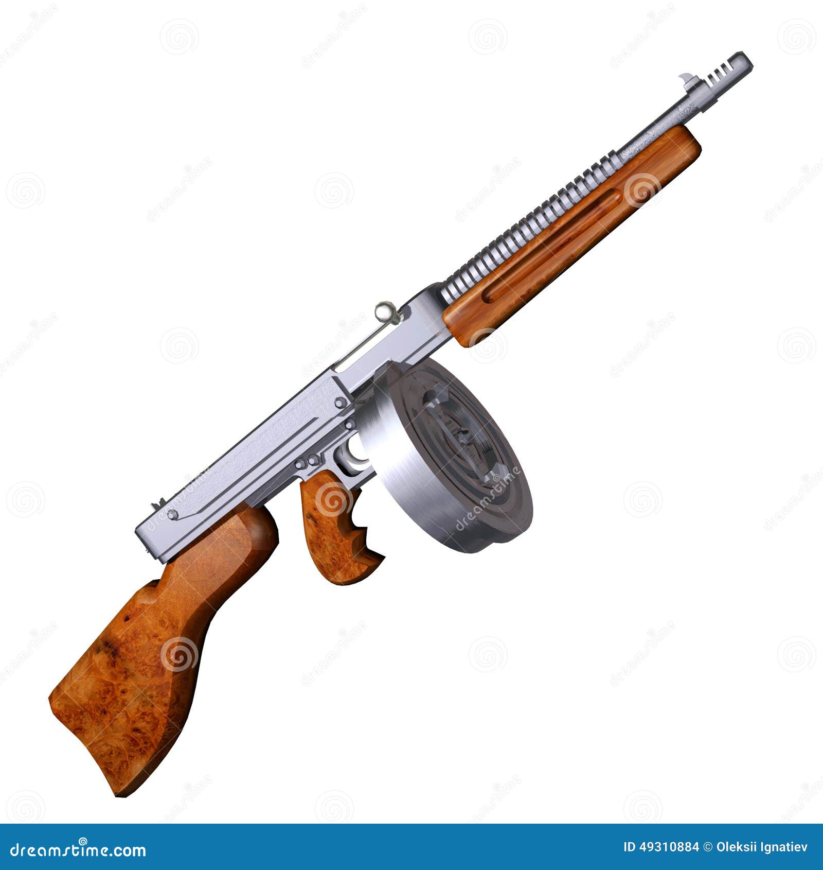 Auf weißem Tommy Gun stock abbildung. Illustration von kampf - 49310884