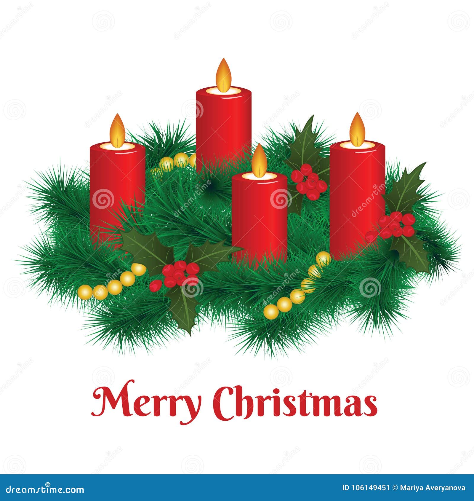 Aufkommen Wreath Mit Brennenden Kerzen Vektor Abbildung - Illustration ...