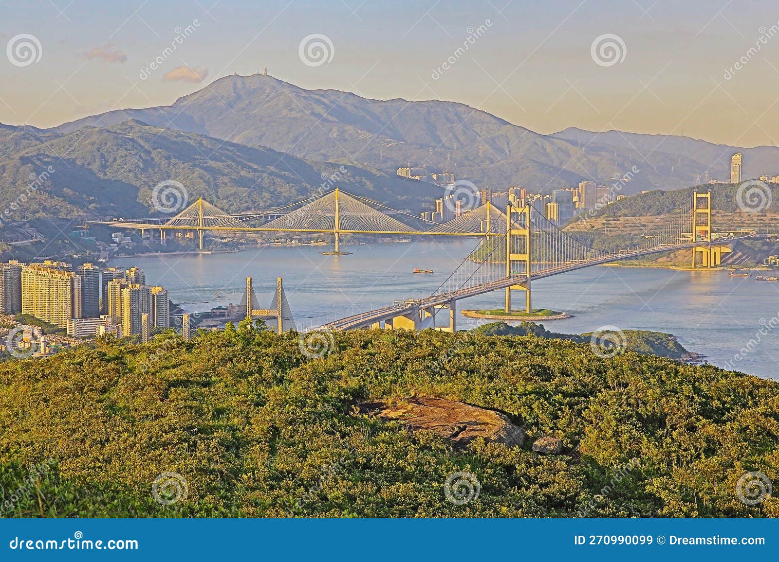A Tsing Ma Bridge in Hong Kong at Night 4 Aug 2013 Stock Image - Image ...