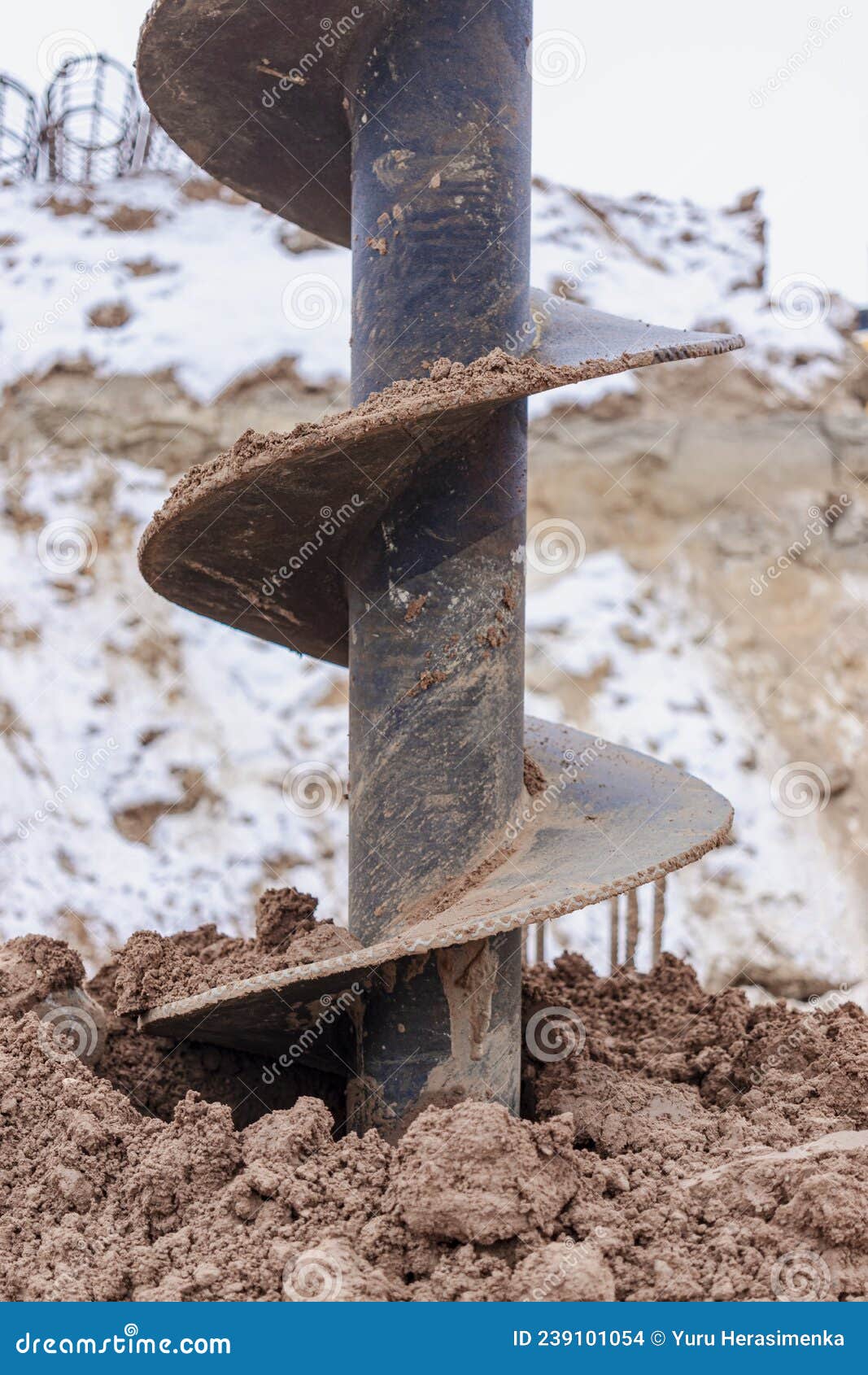 Auger for Drilling a Well at a Construction Site. Well Drilling in ...