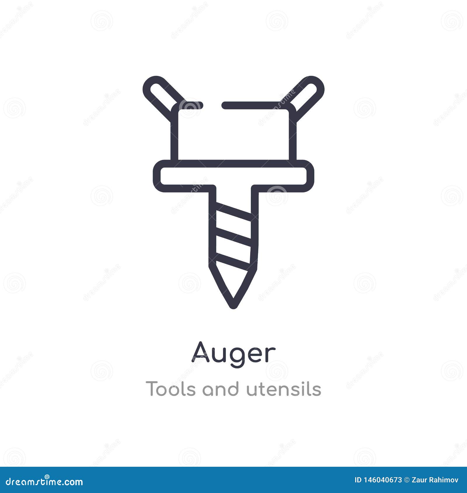 Auger Outline Vector Icon. Thin Line Black Auger Icon, Flat Vector ...