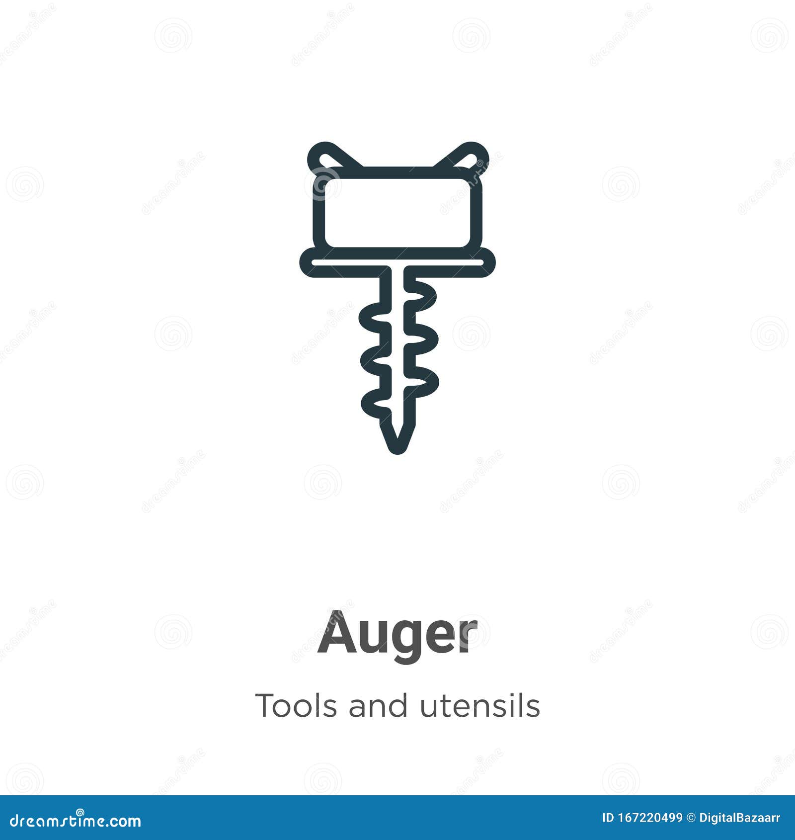 Auger Outline Vector Icon. Thin Line Black Auger Icon, Flat Vector ...