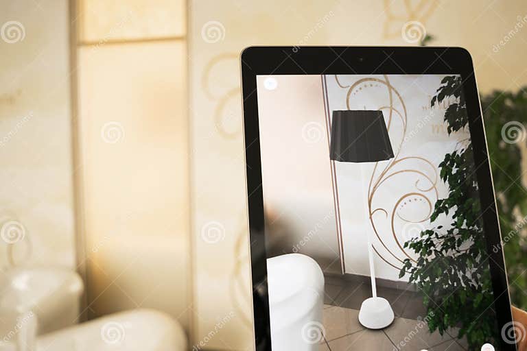 Augmented Reality App - Placing Furniture in AR Space Stock Photo ... Augmented Reality App - Placing Furniture in AR Space Stock Photo ...