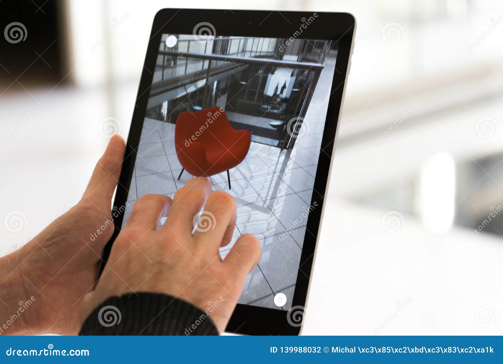 Augmented Reality App - Placing Furniture in AR Space Stock Photo ... Augmented Reality App - Placing Furniture in AR Space Stock Photo ...