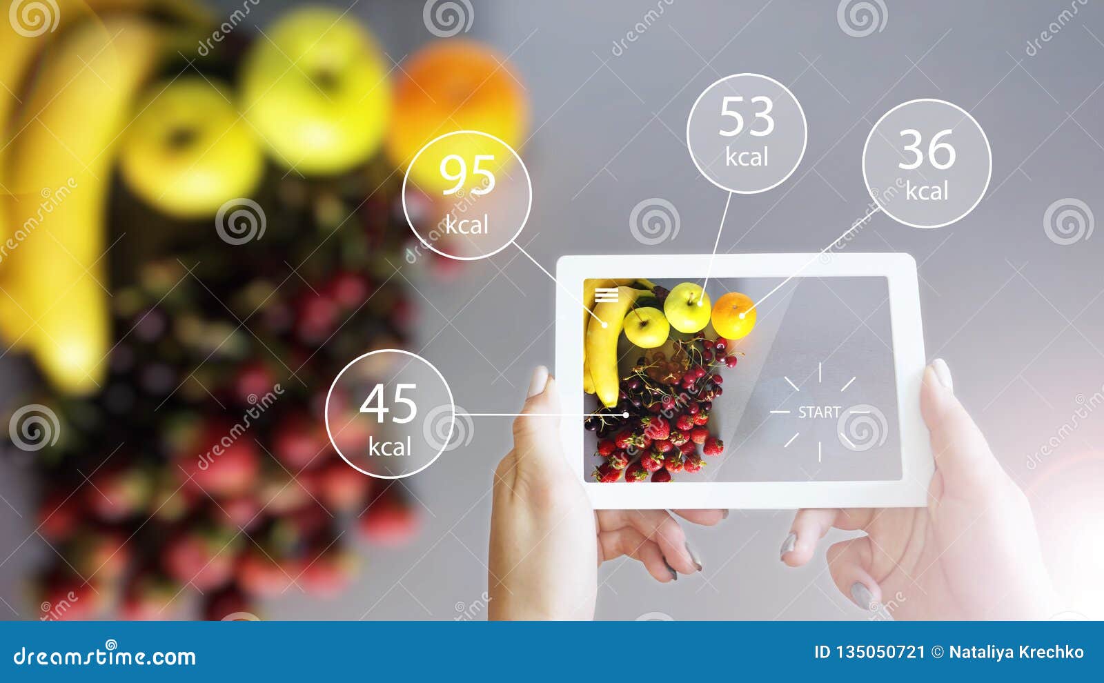 Augmented Reality or AR App Showing Nutrition Information of Food on ... Augmented Reality or AR App Showing Nutrition Information of Food on ...