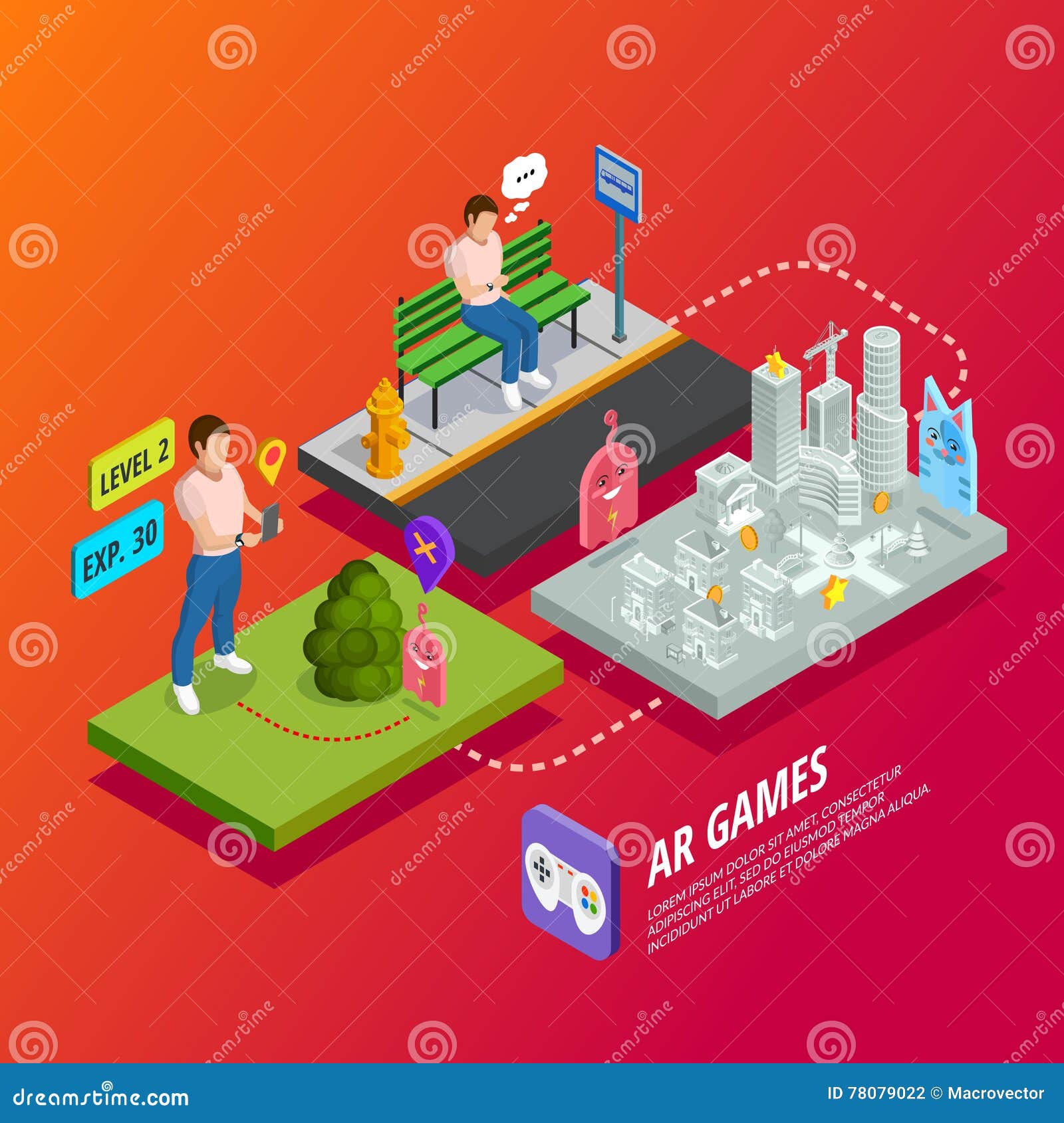 Augmented Reality AR Games Isometric Poster Stock Vector - Illustration ...