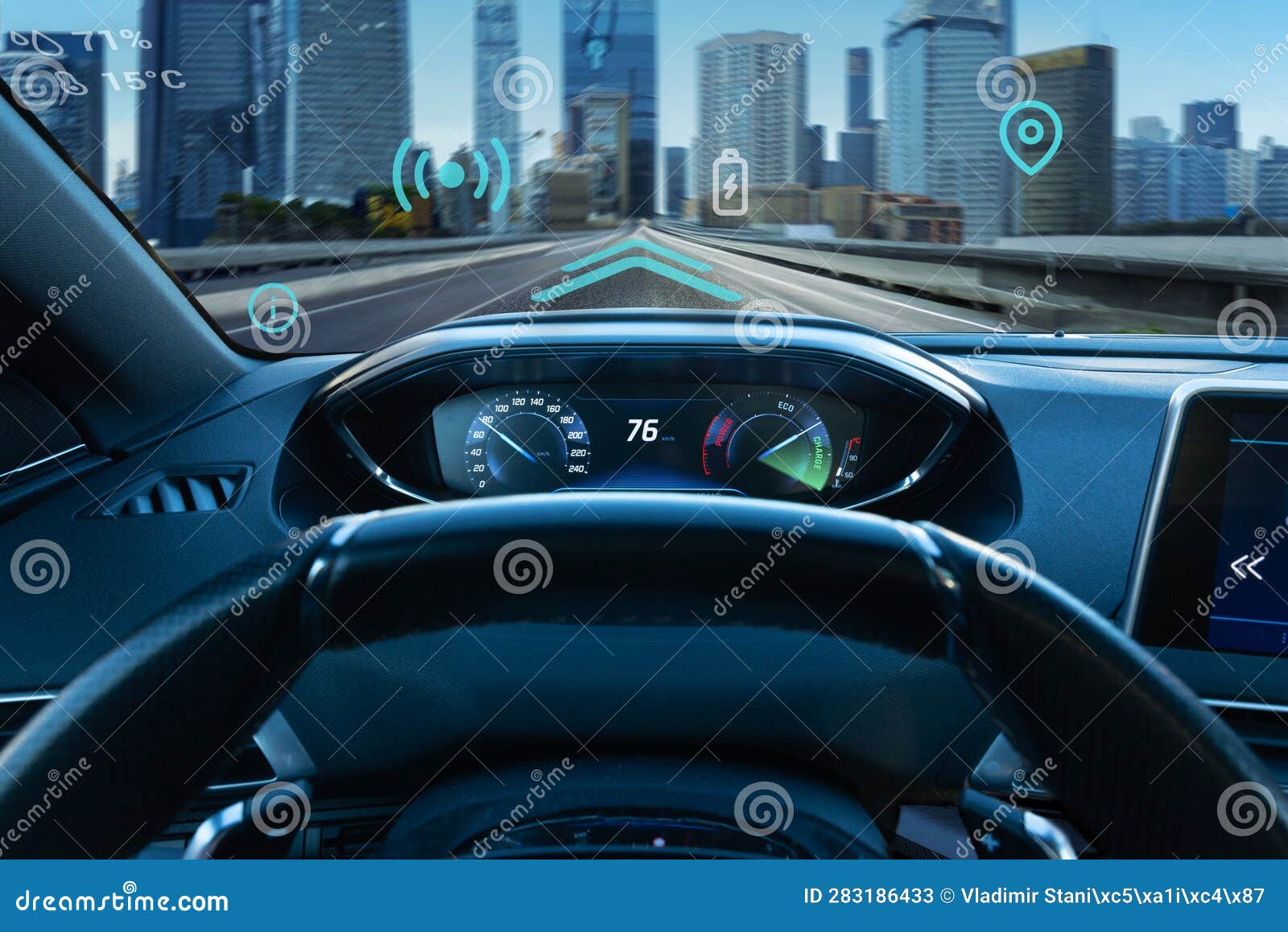 Augmented Reality Car Navigation Concept Stock Image - Image of ...