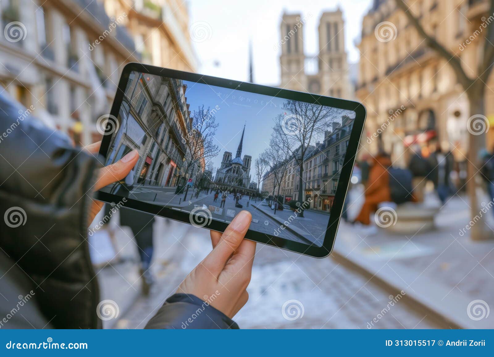 Augmented Reality Cityscape on Tablet Stock Illustration - Illustration ...