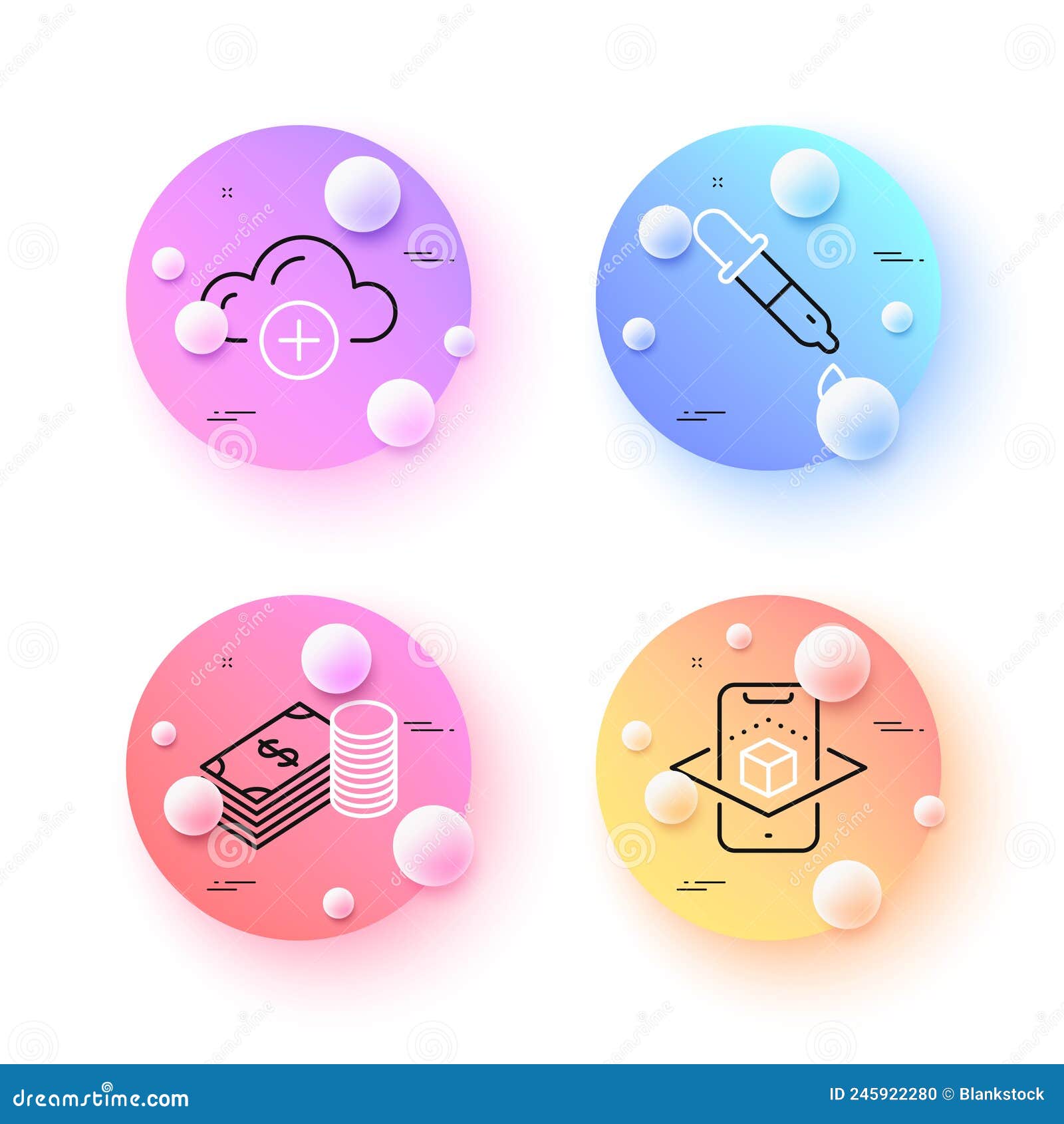 Augmented Reality, Cloud Computing and Savings Minimal Line Icons. for ...