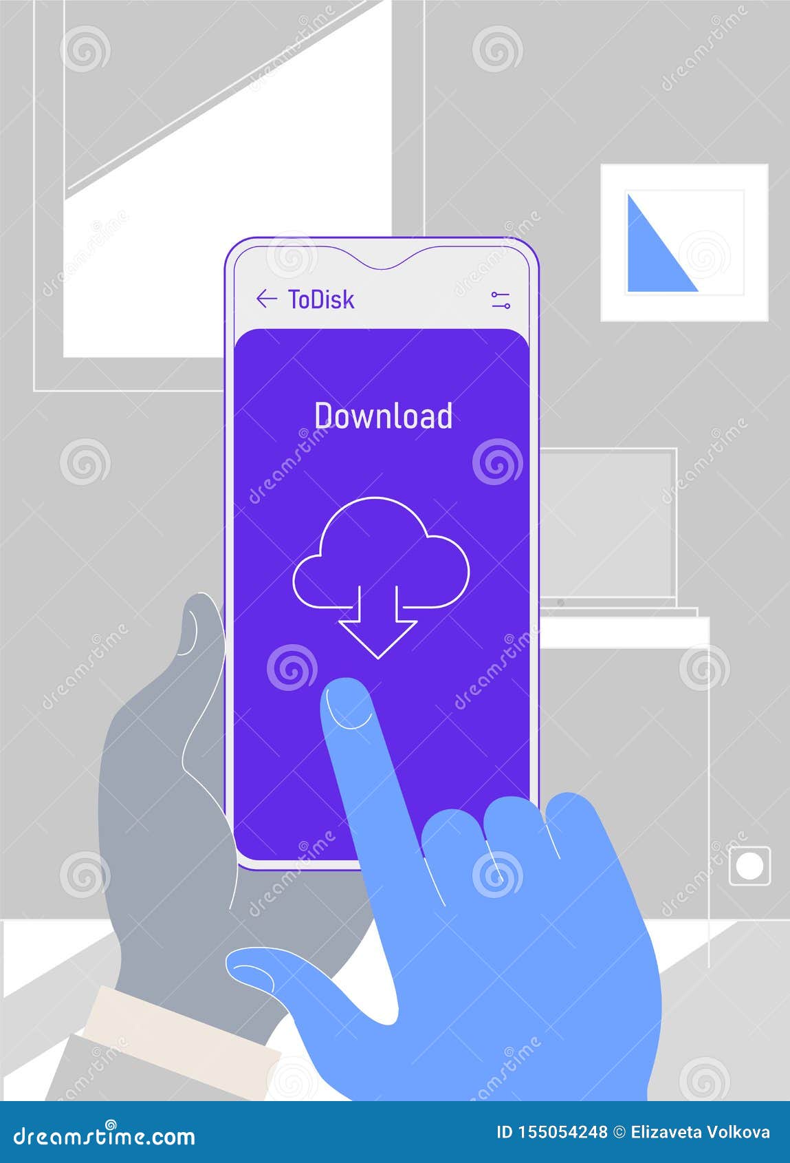 Augmented Reality Cloud Office Storage Mobile App Concept Stock Vector ...