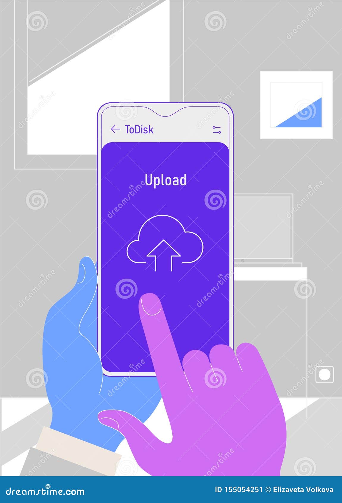 Augmented Reality Cloud Office Storage Mobile App Concept Stock Vector ...