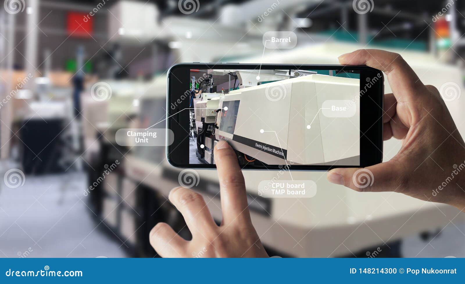 Augmented Reality Concept. AR. Industrial 4.0 , Hand Of Engineer ...