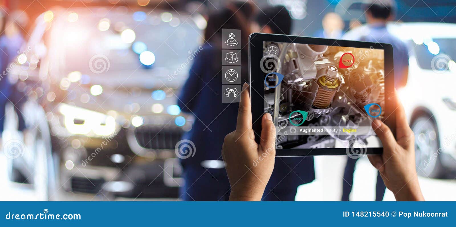 AR Augmented Reality. Hand Holding Digital Tablet, AR Application Stock ...