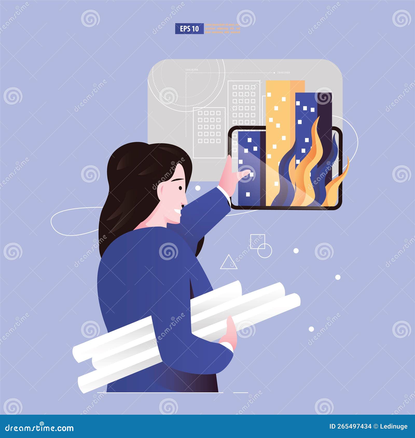 Augmented Reality Concept Template. an Architect View 3D Buildings in ...