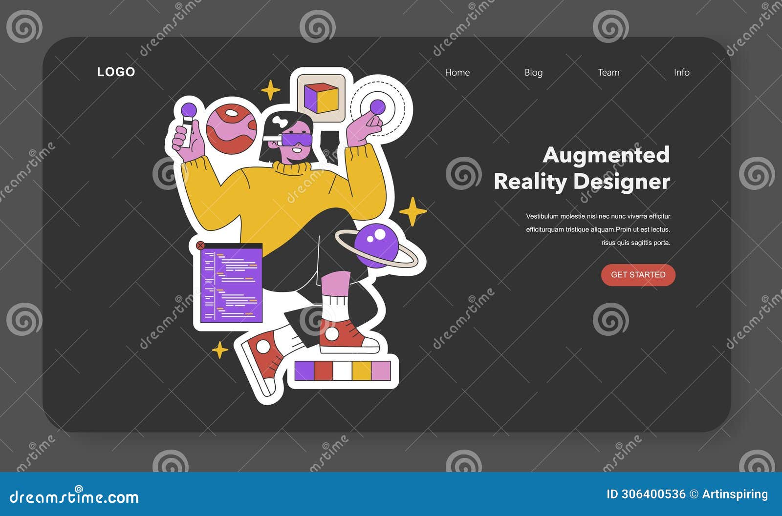 Augmented Reality Designer Creating Virtual Enhancements. Flat Vector ... Augmented Reality Designer Creating Virtual Enhancements. Flat Vector ...
