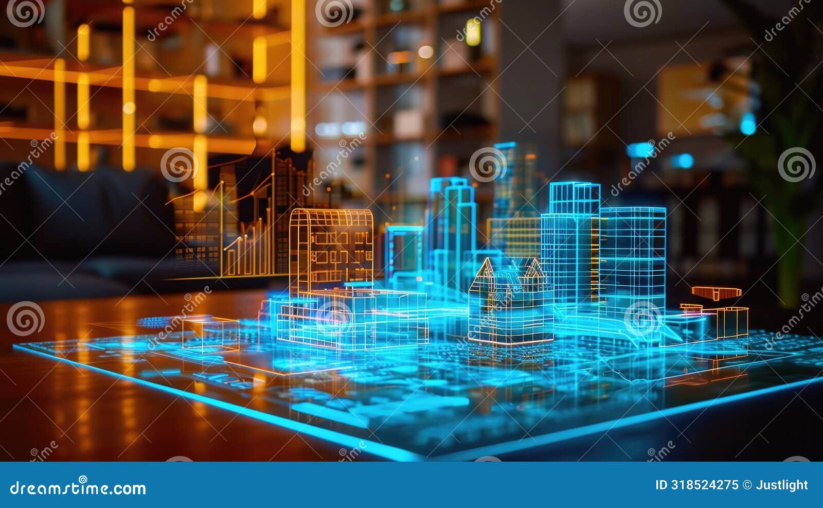 An Augmented Reality Hologram Shows a 3D Map of a Building Highlighting ...