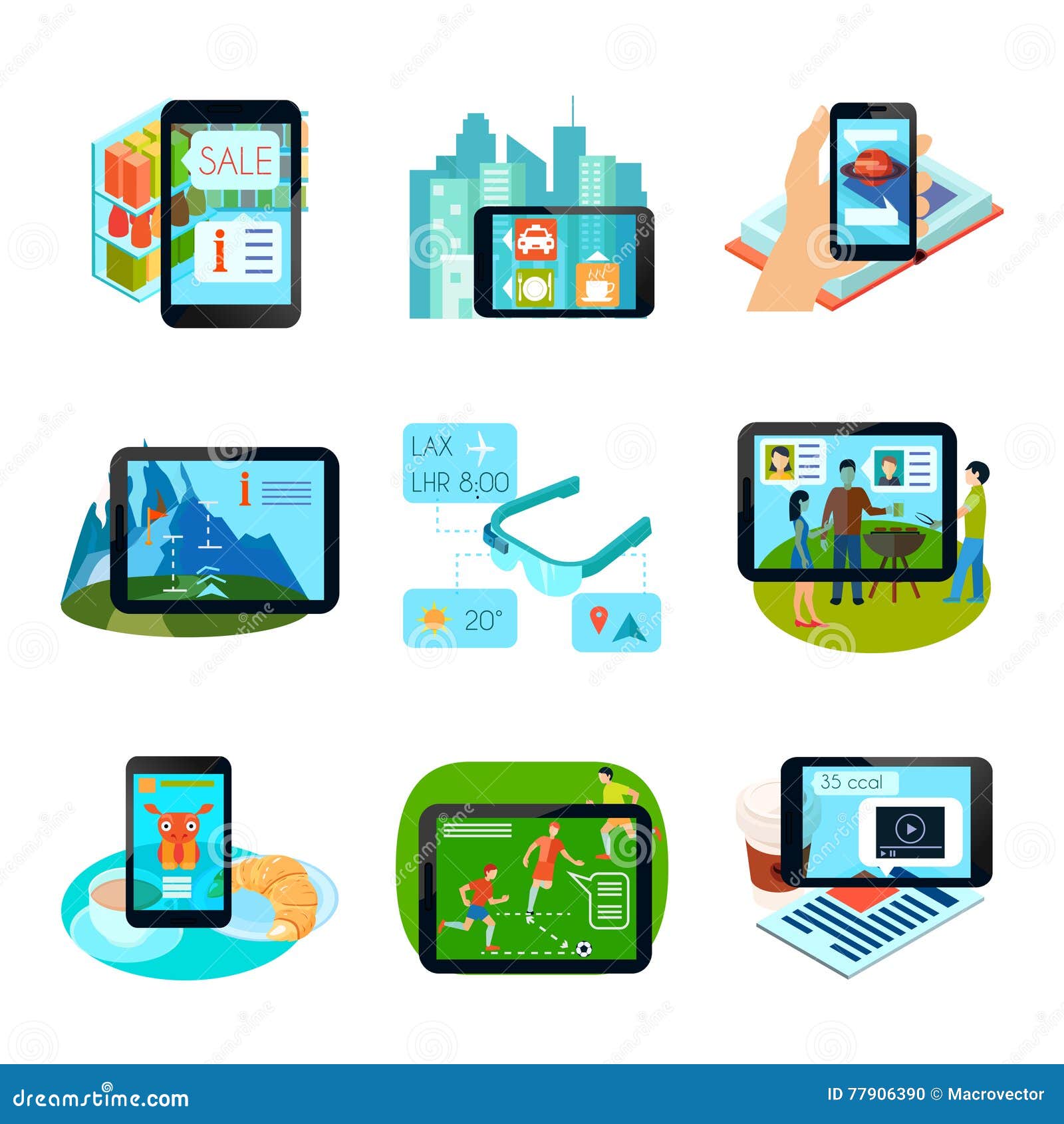 Augmented Reality Icons Set Stock Vector - Illustration of icons ...