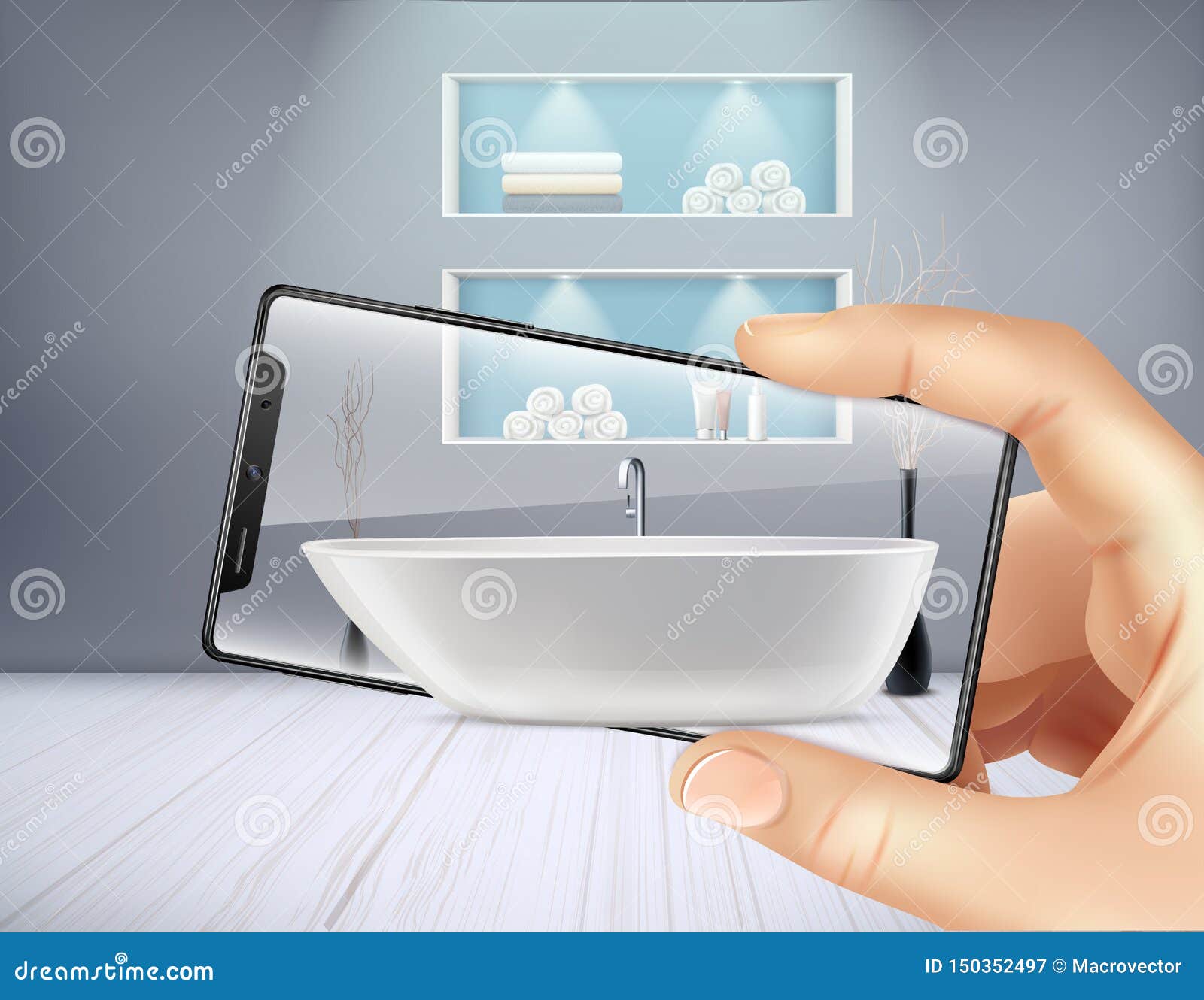 Augmented Reality Interior Background Stock Vector - Illustration of ...