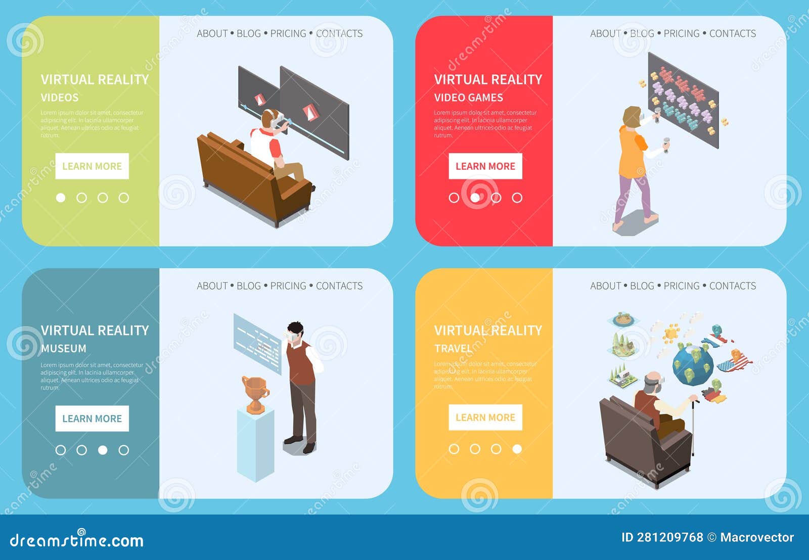 Augmented Reality Isometric Banners Stock Vector - Illustration of ...