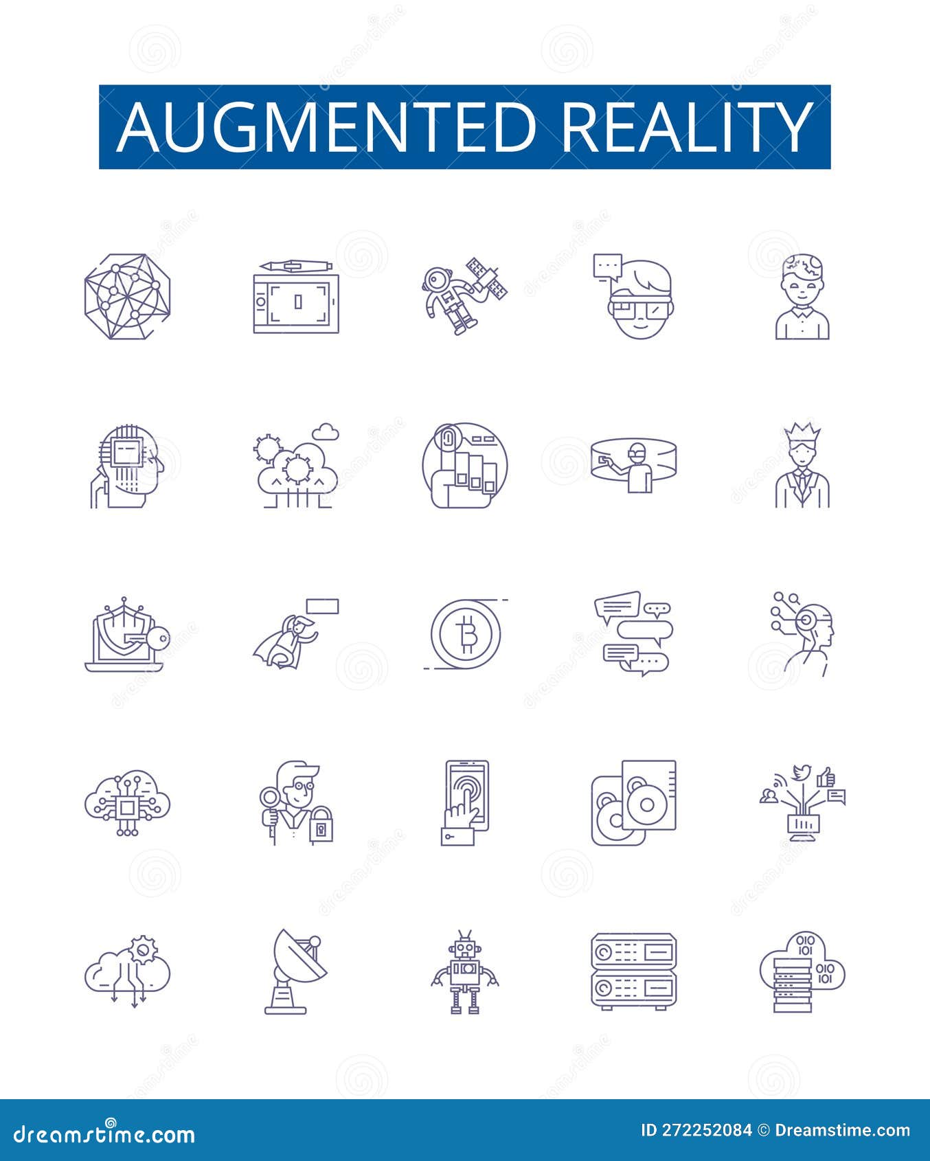 Augmented Reality Line Icons Signs Set. Design Collection of Augmented ...