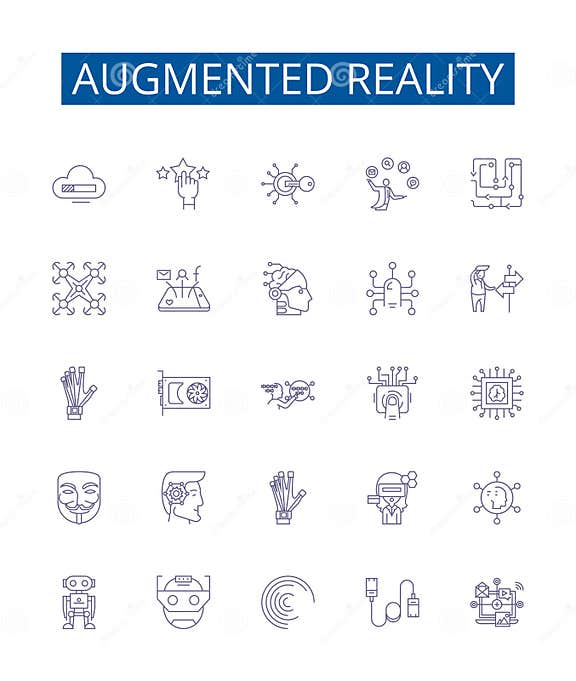 Augmented Reality Line Icons Signs Set. Design Collection of Augmented ...