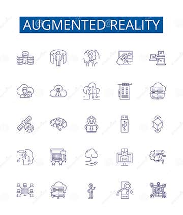 Augmented Reality Line Icons Signs Set. Design Collection of Augmented ...
