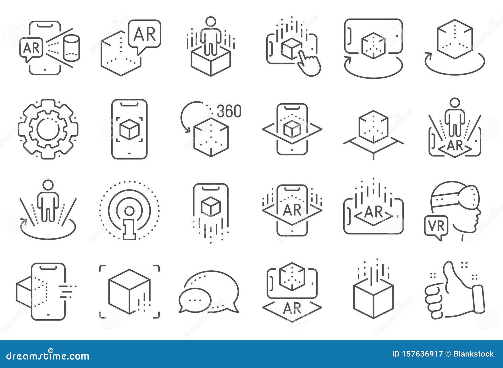 Augmented Reality Line Icons. VR Simulation, Panorama View, 360 Degree ... Augmented Reality Line Icons. VR Simulation, Panorama View, 360 Degree ...