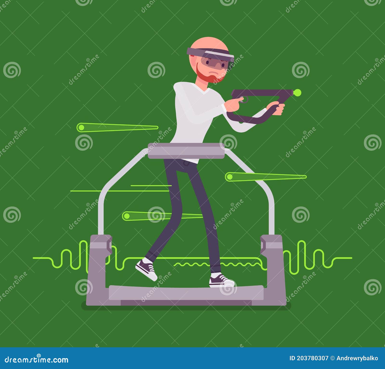 Augmented Reality Man with Aim Controller on Gaming Treadmill Stock ...