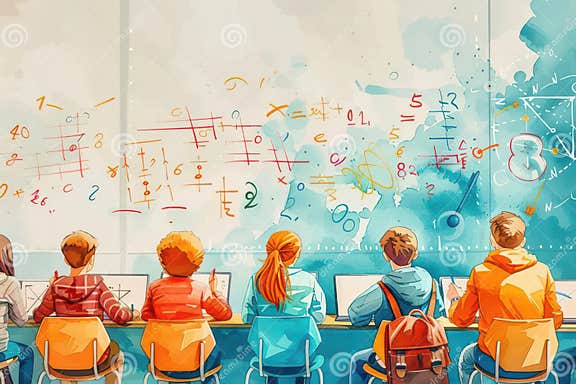 Augmented Reality Math Lesson with Equations Floating Around Students ...