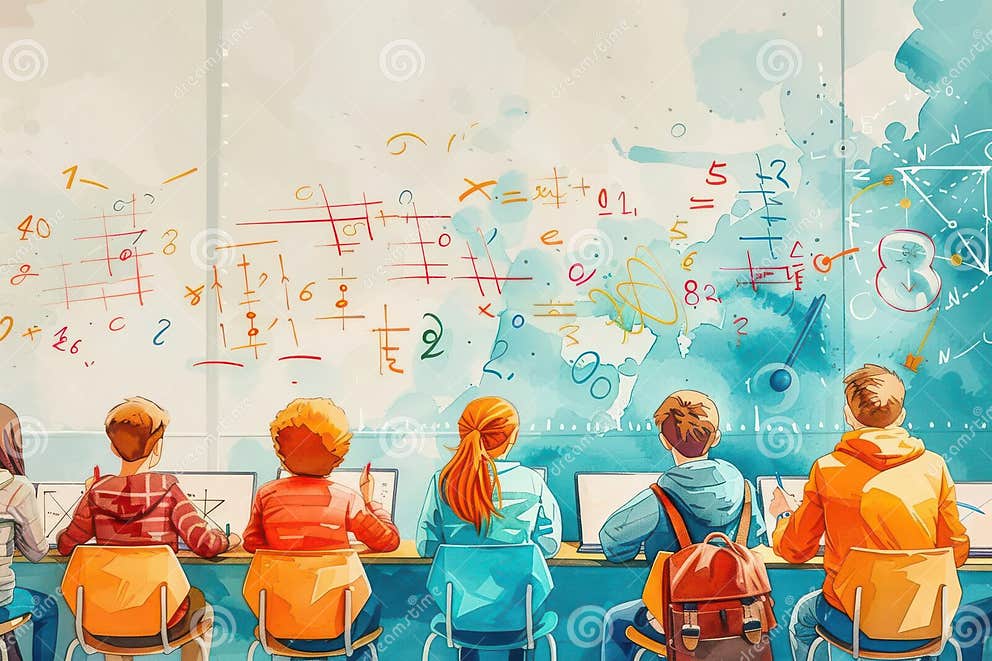 Augmented Reality Math Lesson with Equations Floating Around Students ...