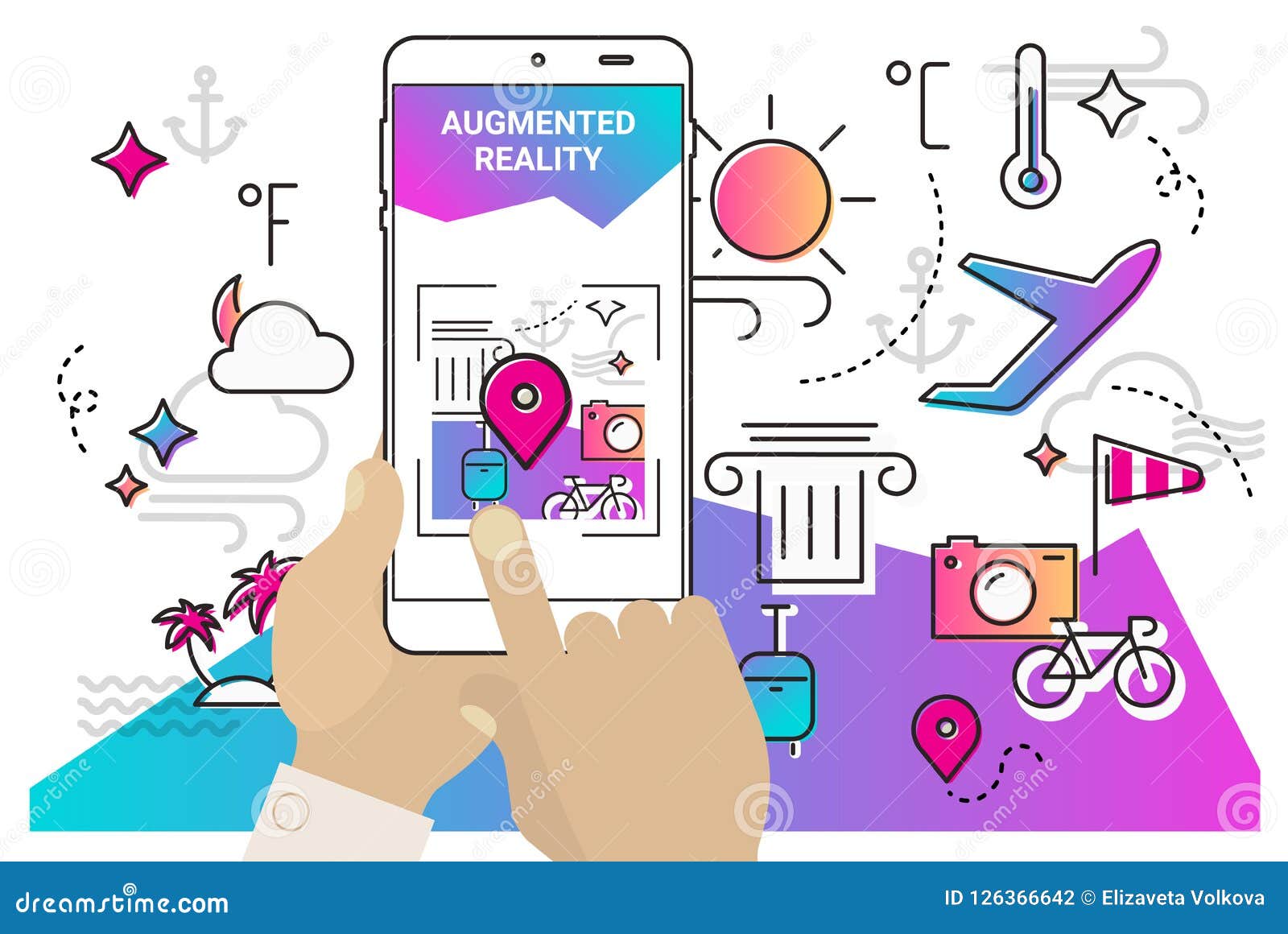 Augmented Reality Mobile App Concept Stock Illustration - Illustration ...