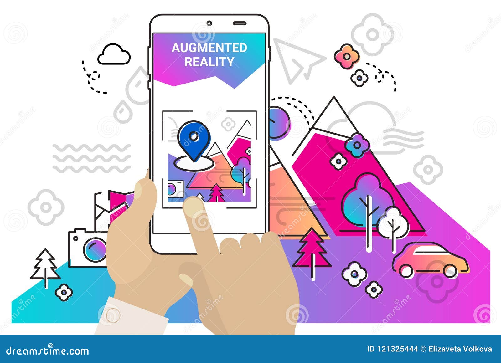 Augmented Reality Mobile App Concept Stock Vector - Illustration of ...